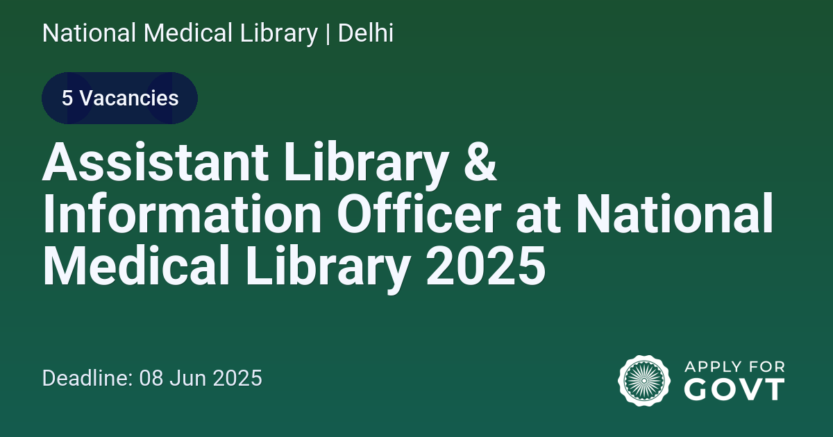 Assistant Library & Information Officer at National Medical Library ...